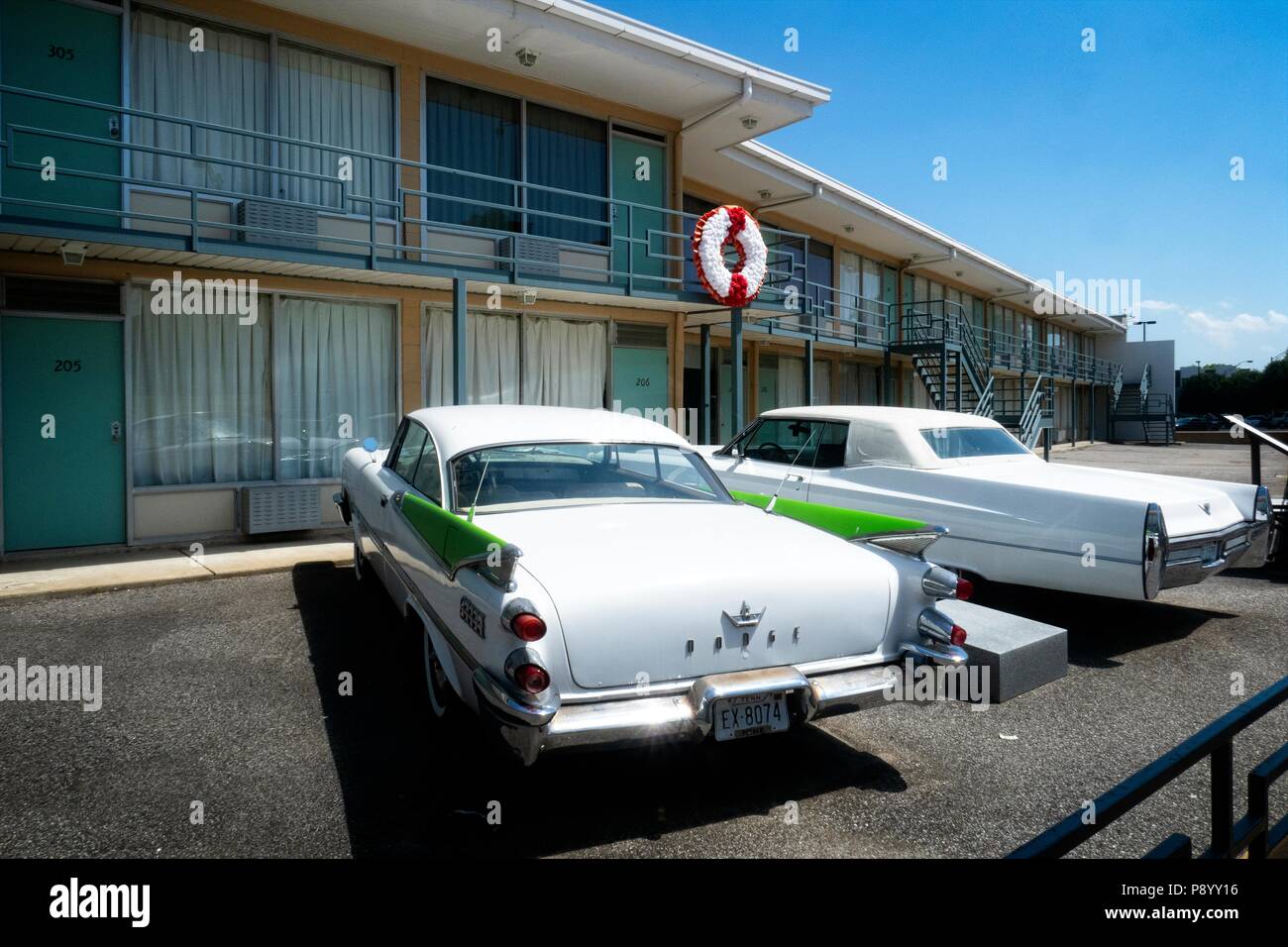 Vintage cars outside of The Lorraine Motel, where Martin Luther King ...