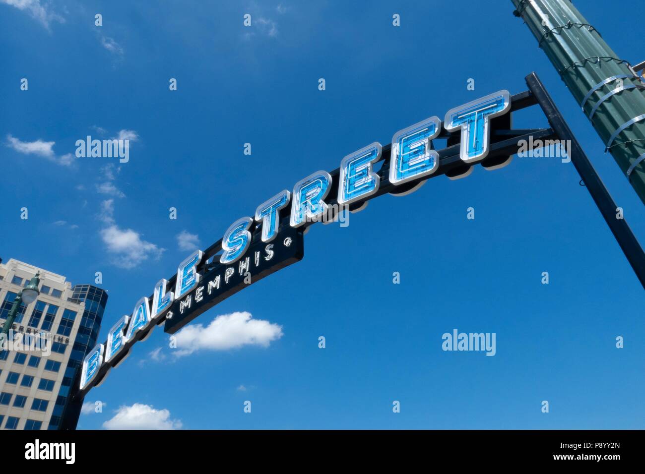 Neon sign at the entrance to Beale Street, Home of the blues in Memphis ...