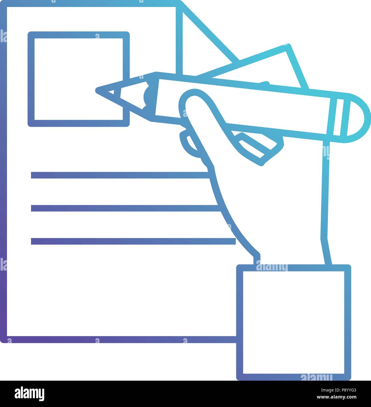 hand writing with pencil in documents vector illustration design Stock ...