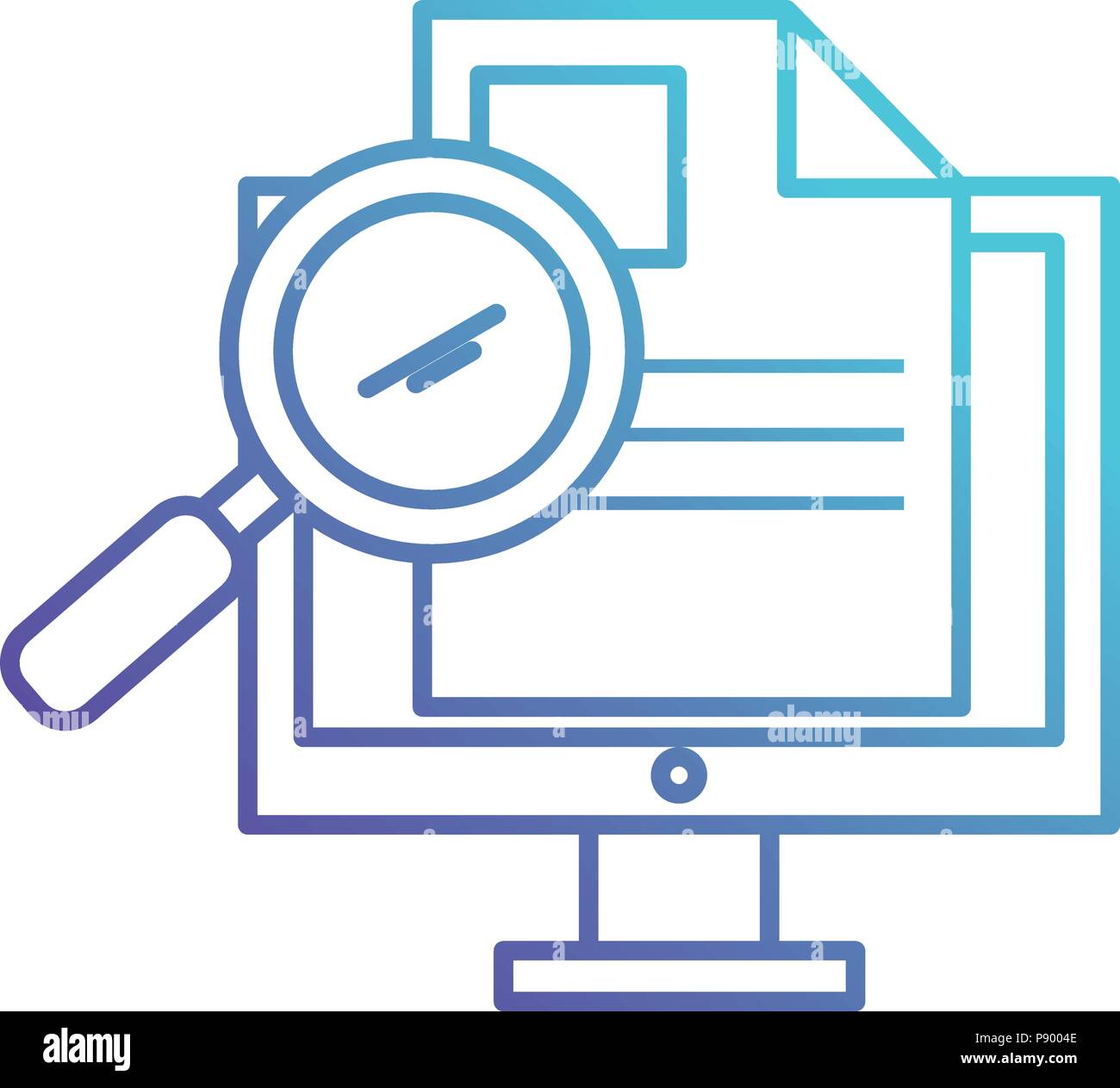 computer with magnifying glass vector illustration design Stock Vector ...