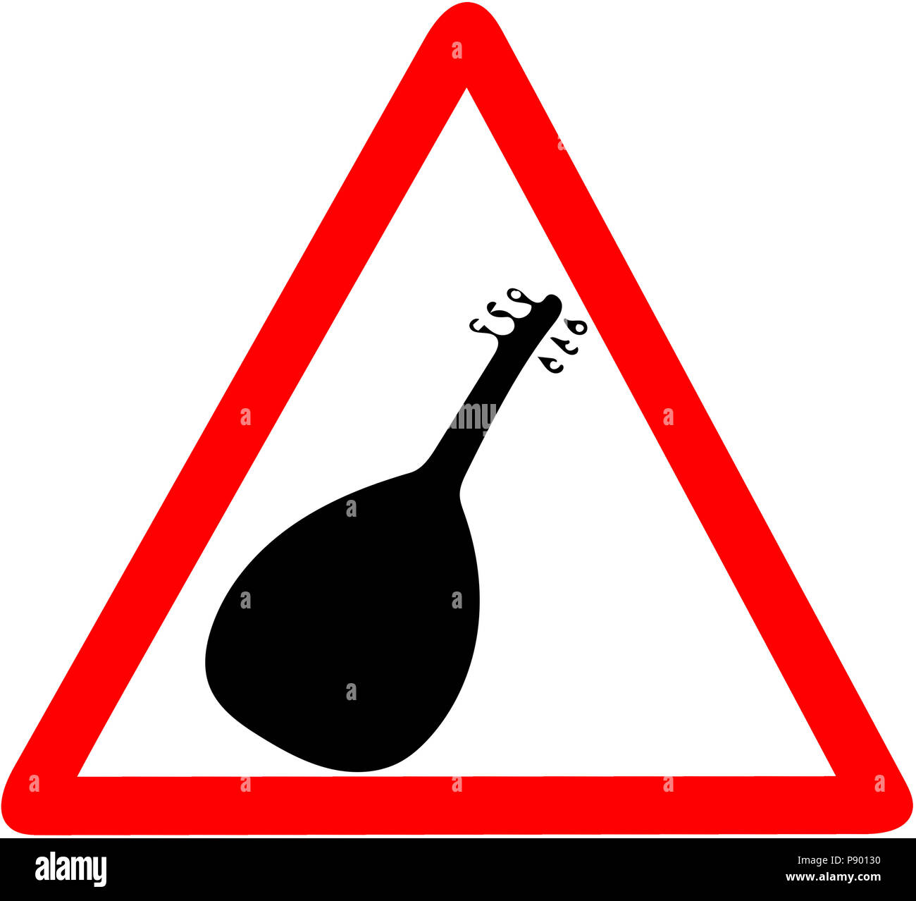 Musical instrument ud red triangular warning road sign Stock Photo - Alamy