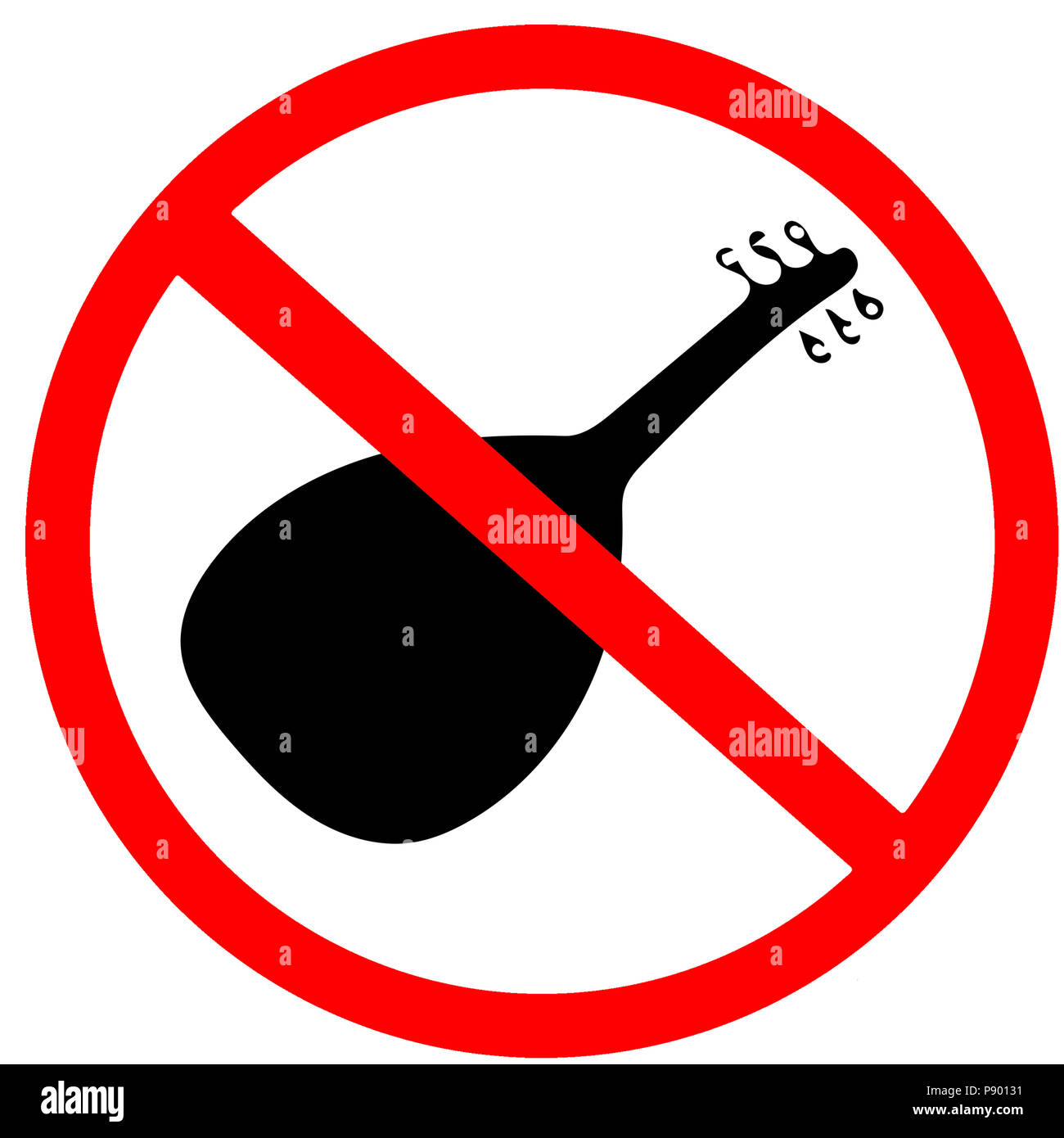 Musical instrument ud not allowed red circle road sign Stock Photo - Alamy