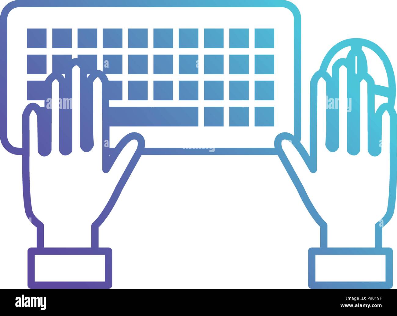 hand with computer mouse and keyboard vector illustration design Stock ...