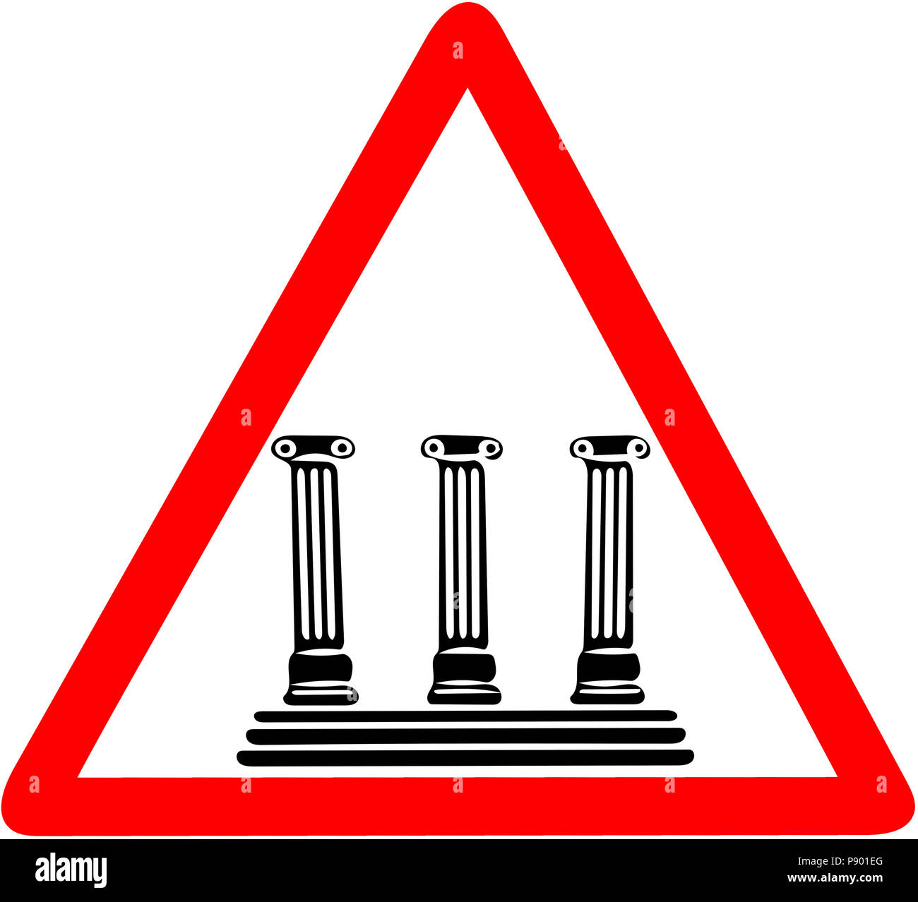 anthic city warning red triangular caution road sign Stock Photo - Alamy