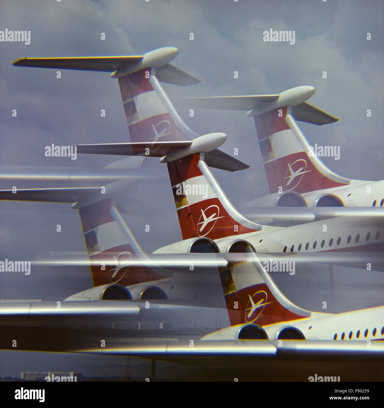 Berlin, GDR, rear wing of an Ilyushin IL-62 of Interflug Stock Photo ...
