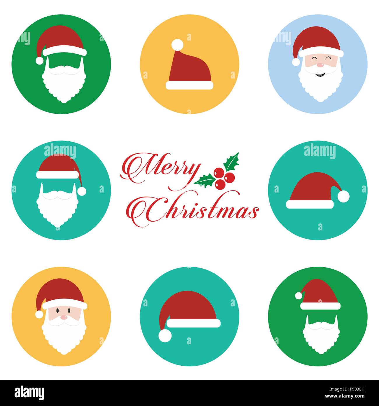 Santa clause icons set vector. For web design and application interface ...