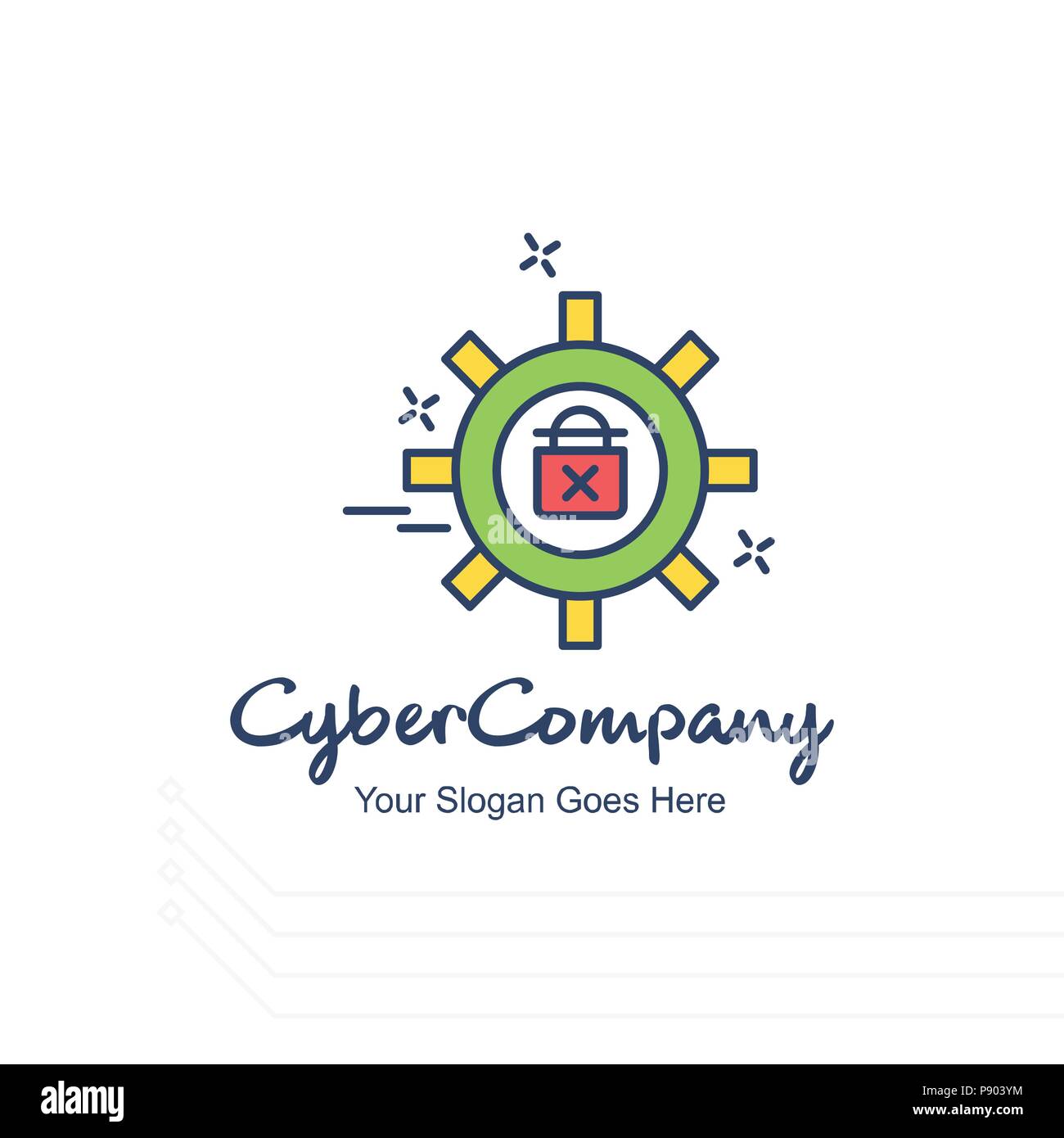 Cyber company setting gear logo with white background and typography ...