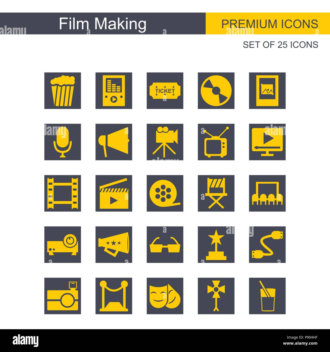 Yellow film reel icon isolated Stock Vector Images - Alamy