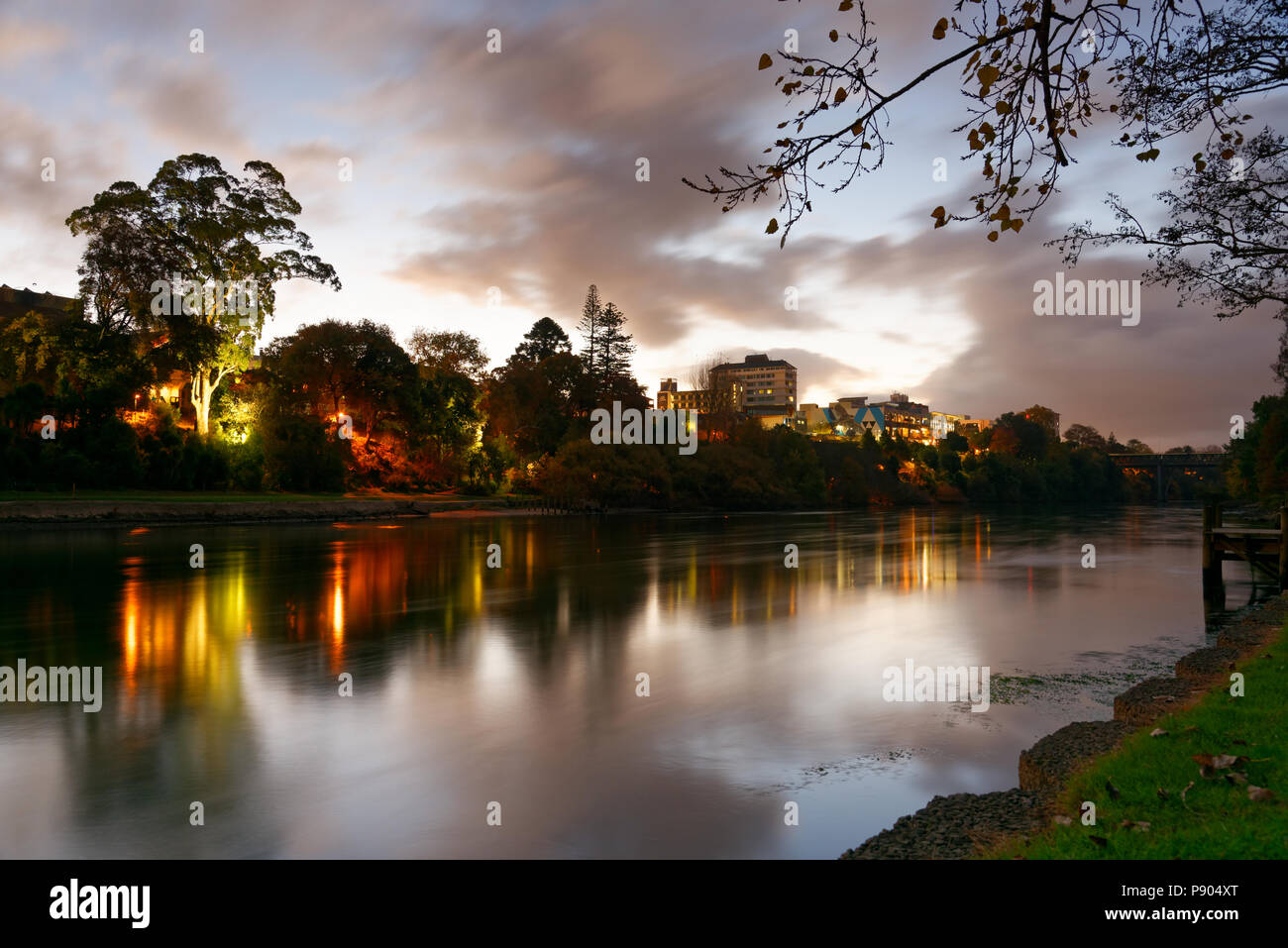 Hamilton CBD, New Zealand at dusk Stock Photo - Alamy
