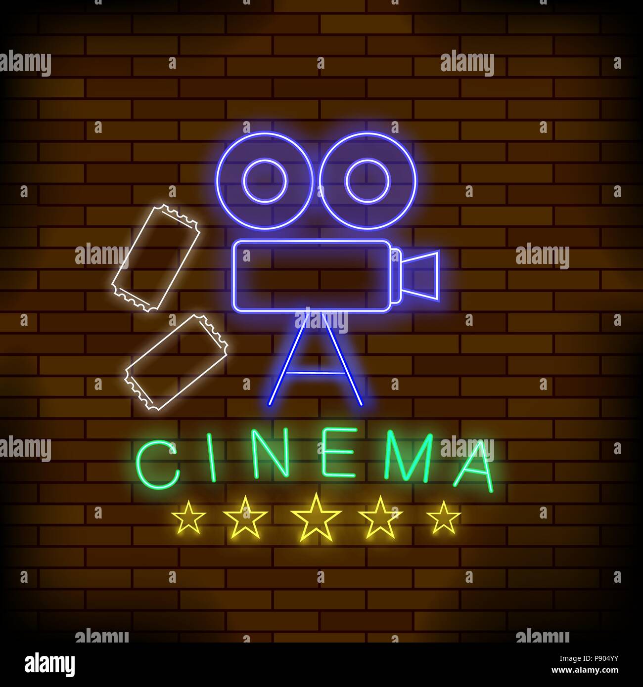 Glowing neon video Stock Vector Images - Alamy