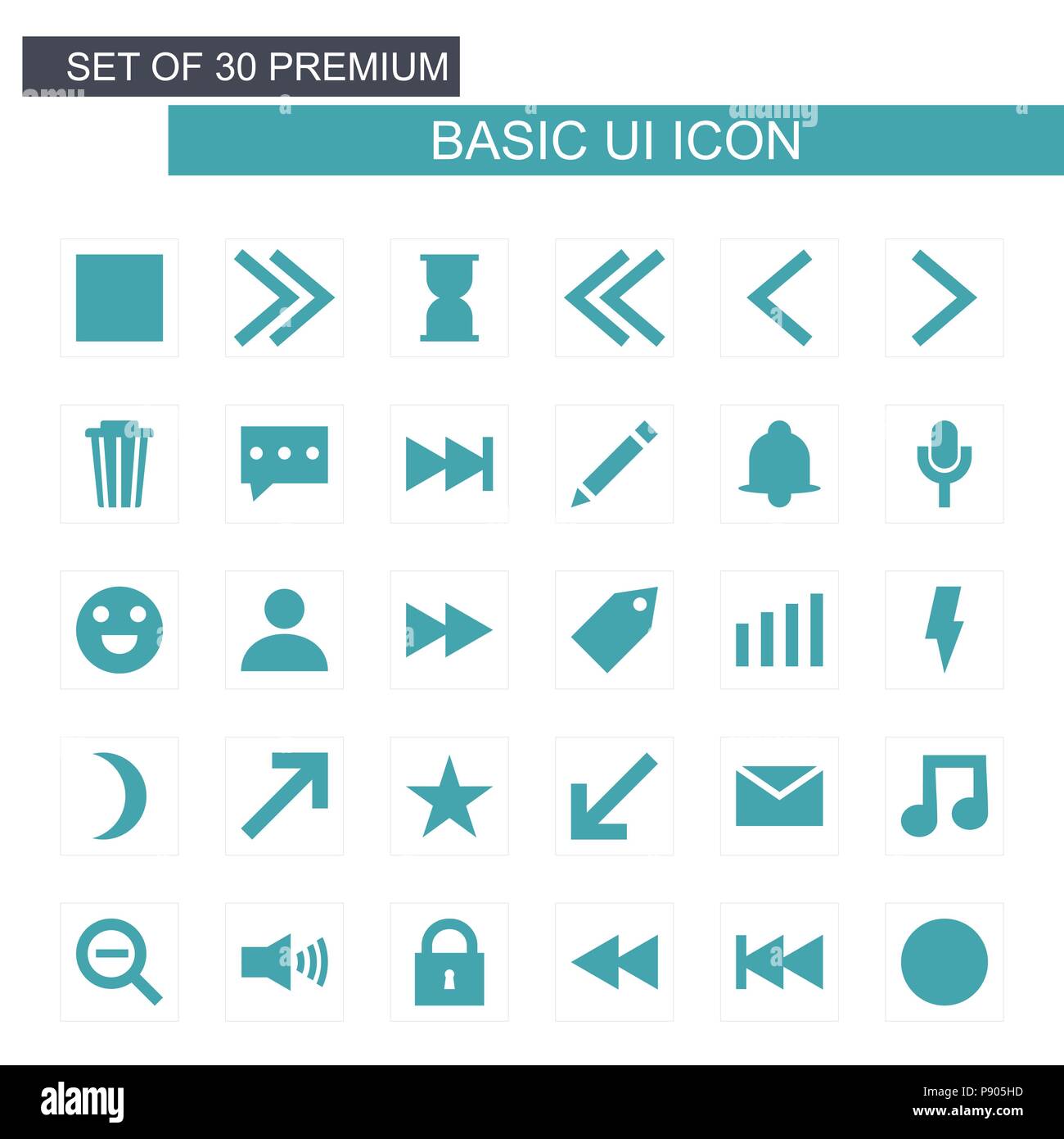 Basic icons set vector green. For web design and application interface ...