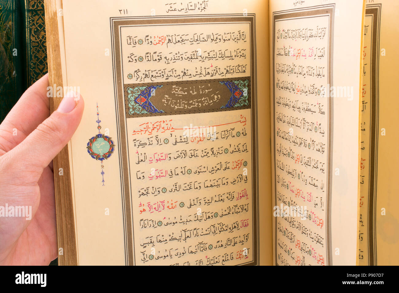 Hand holding The Holy Quran on a white background Stock Photo - Alamy