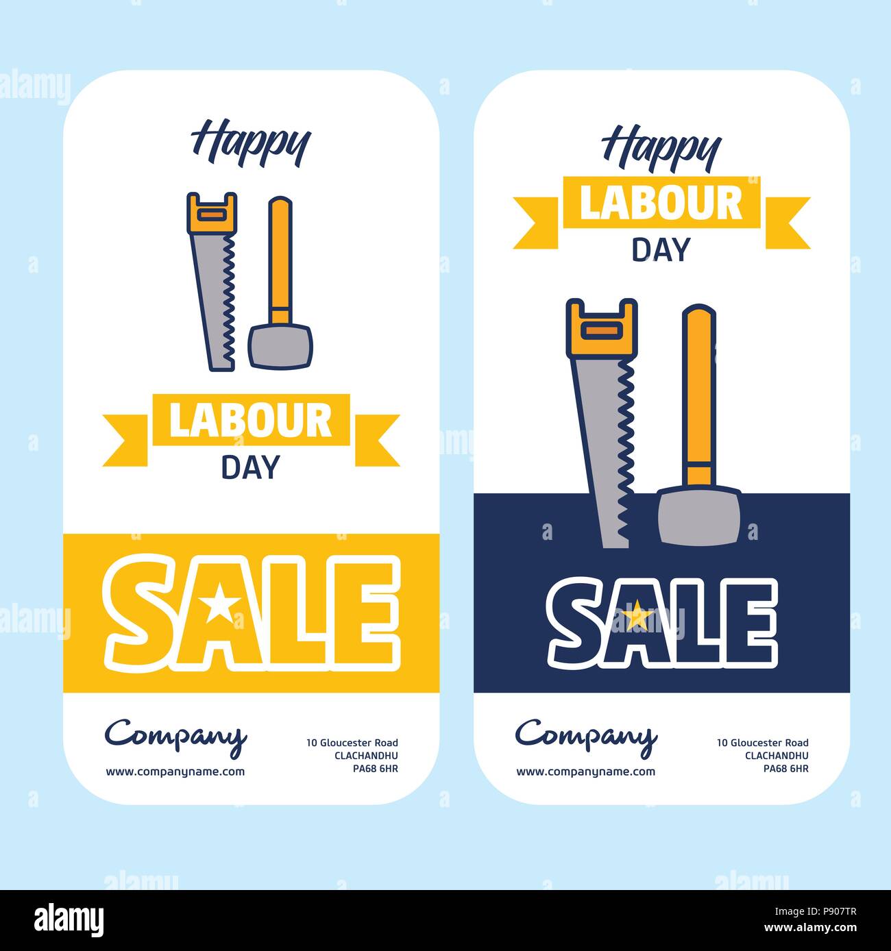 Happy Labour day design with yellow and blue theme vector with labours tool logo vector. For web ...