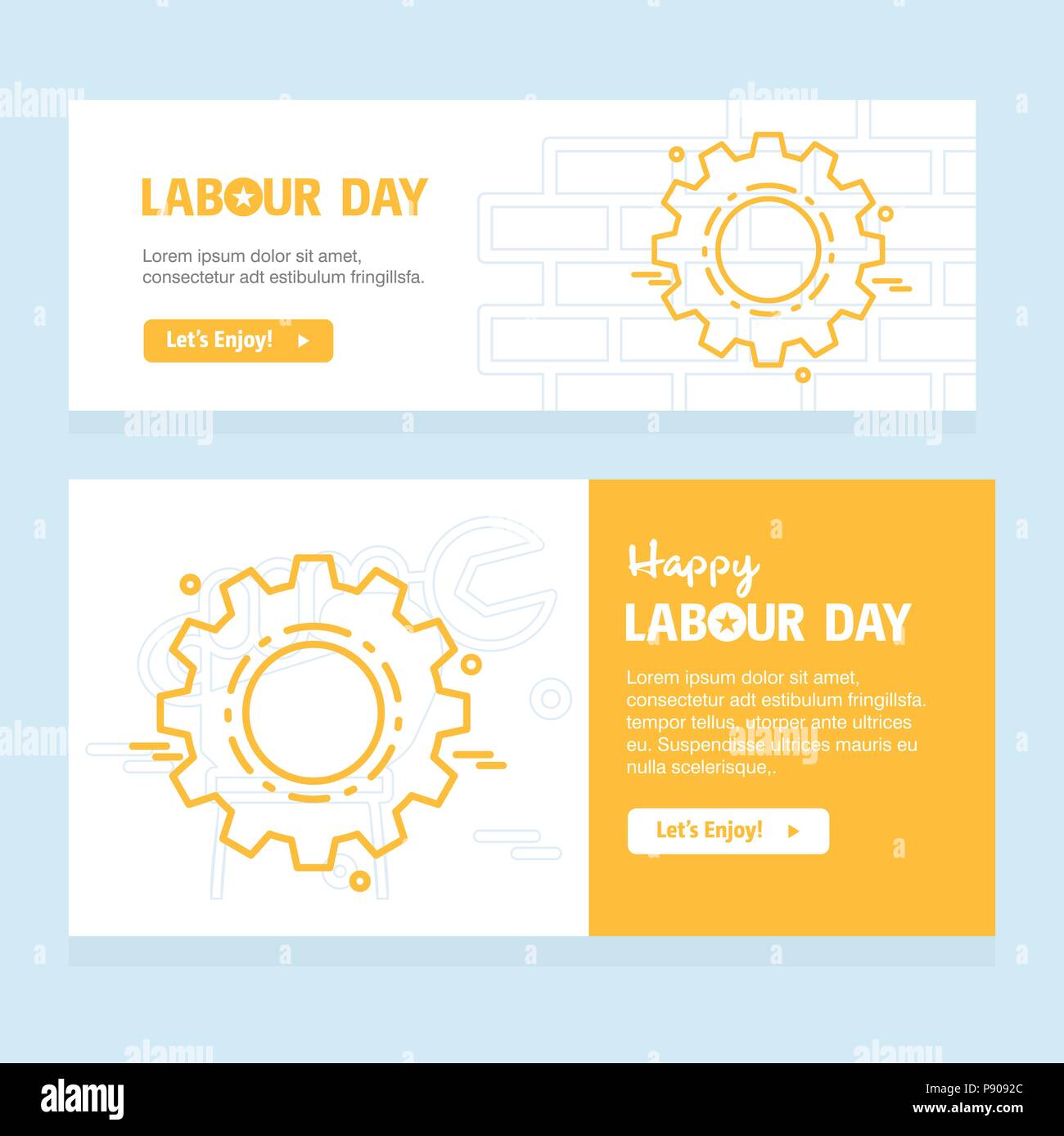 Happy Labour day design with yellow theme vector. For web design and ...