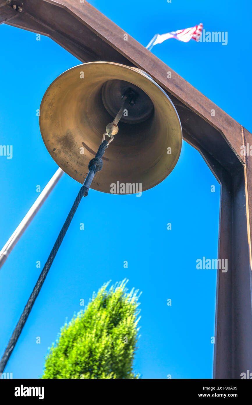 Bell outside of building American Flag Stock Photo - Alamy