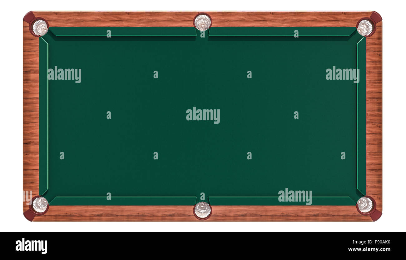 Empty green billiard table, top view. 3D rendering isolated on white ...