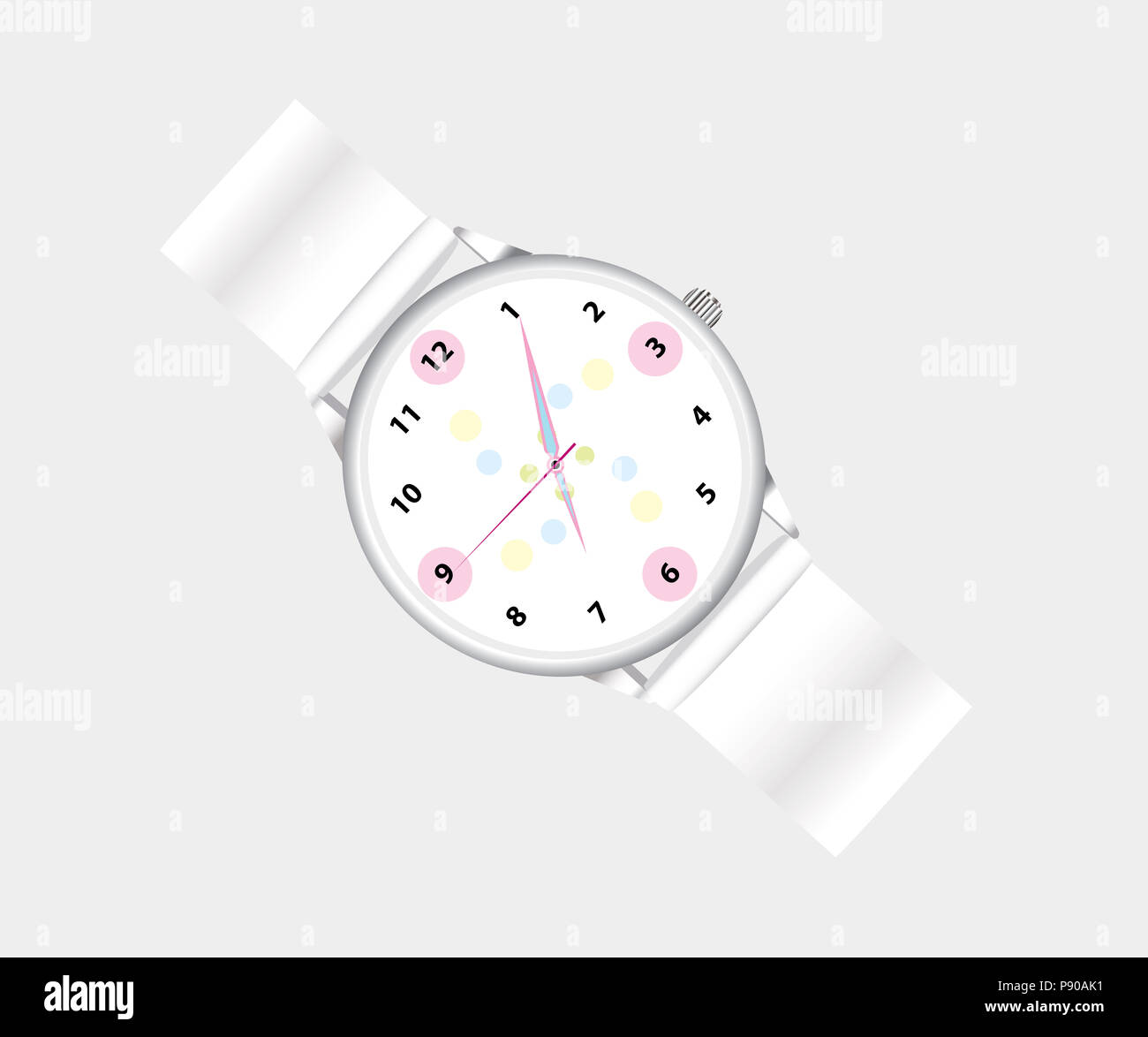 White wristwatch with pattern on the face Stock Photo - Alamy