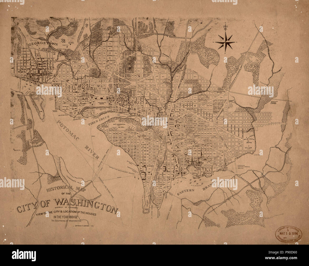Historical map city washington hi-res stock photography and images - Alamy
