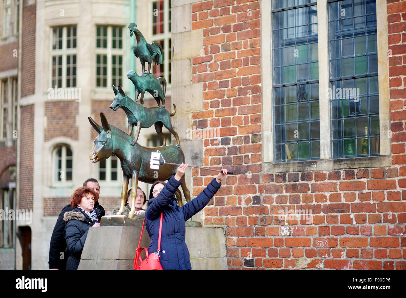 BREMEN, GERMANY - MARCH 23, 2016: Tourists taking pictures of ...