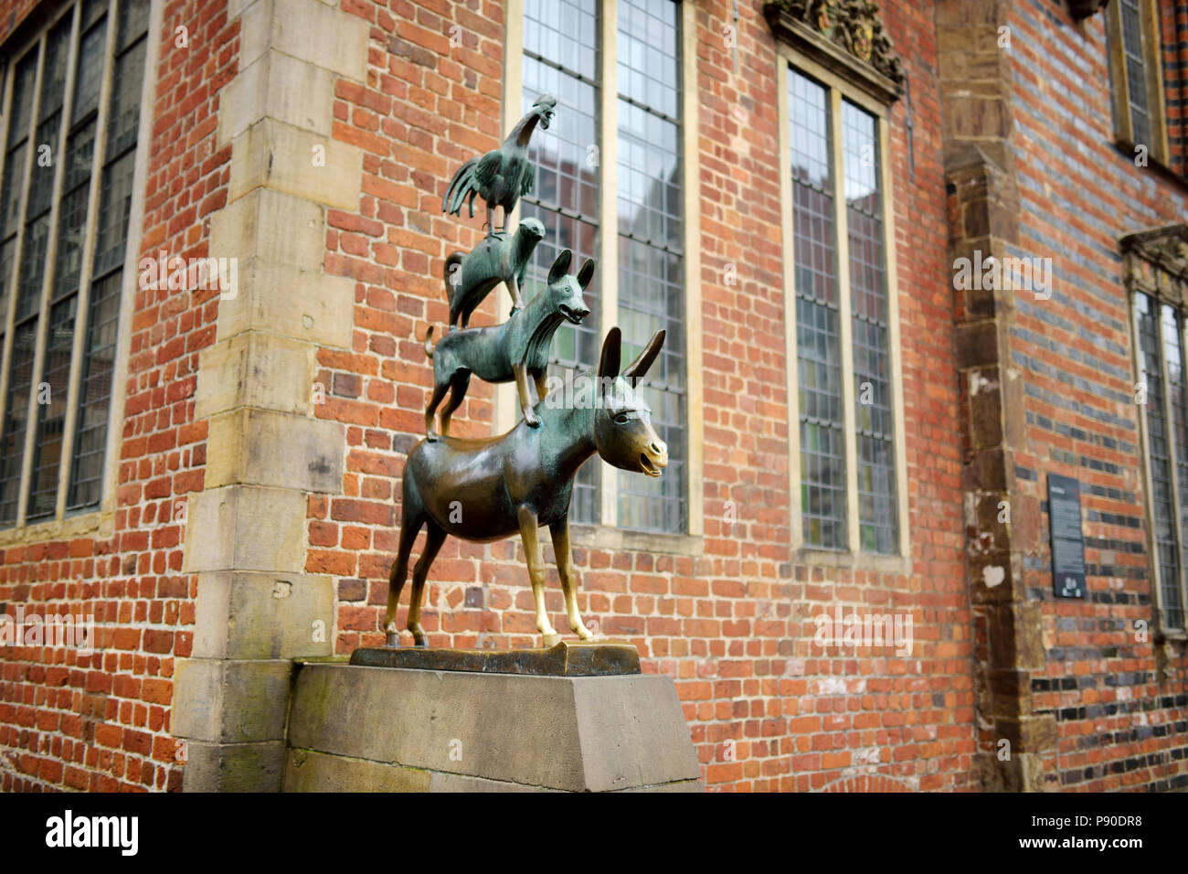 BREMEN, GERMANY - MARCH 23, 2016: Famous statue in the center of Bremen ...