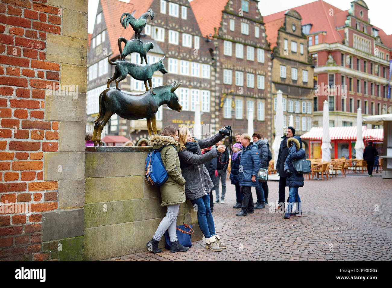 BREMEN, GERMANY - MARCH 23, 2016: Tourists taking pictures of ...