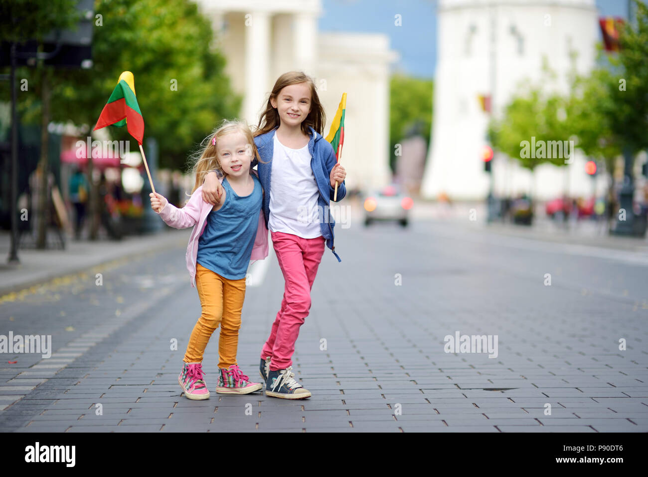 Two adorable little sisters celebrating Lithuanian Statehood Day ...