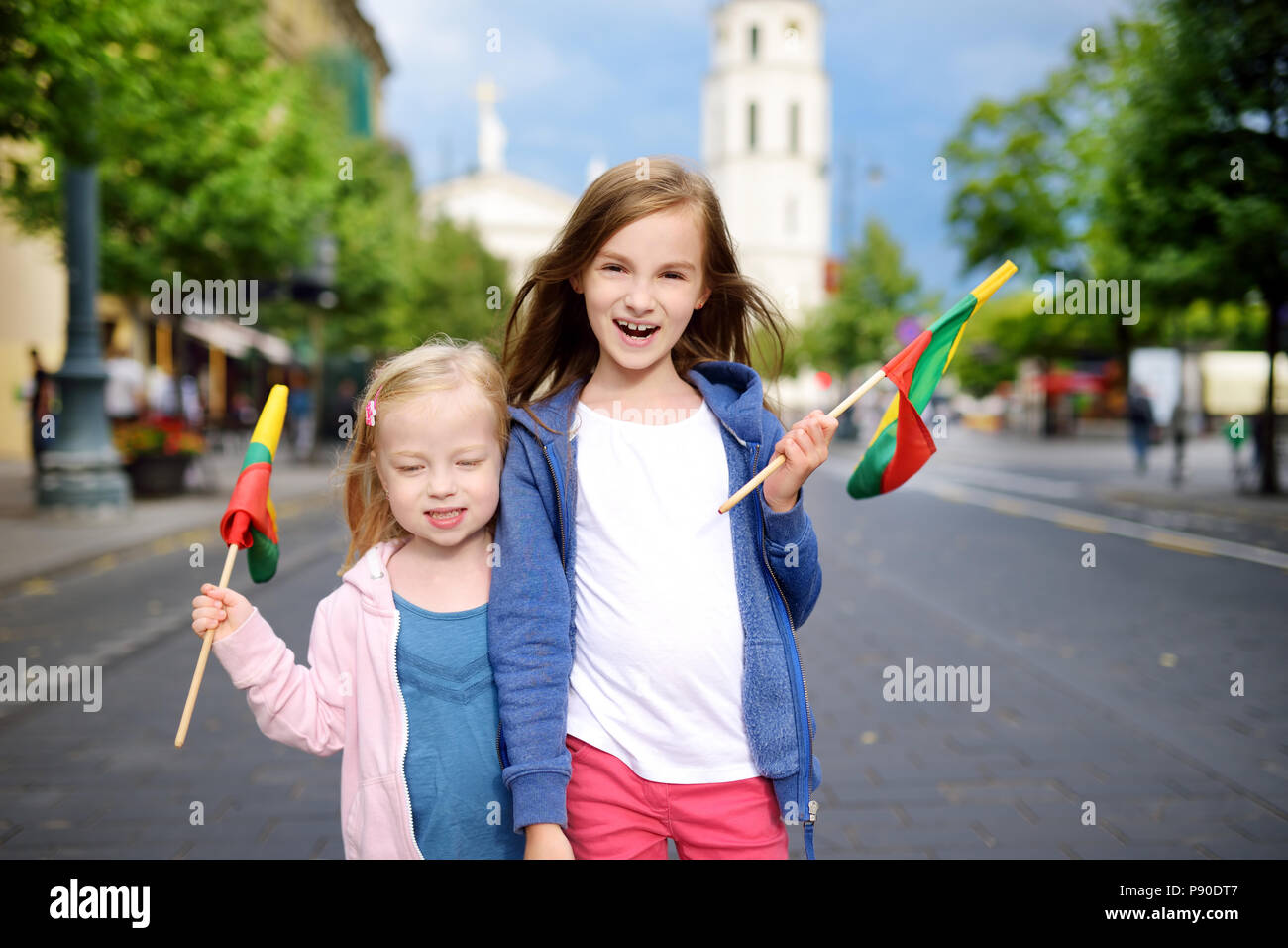 Two adorable little sisters celebrating Lithuanian Statehood Day ...