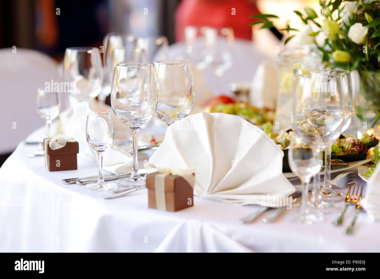 Beautiful table set for some festive event, party or wedding reception ...