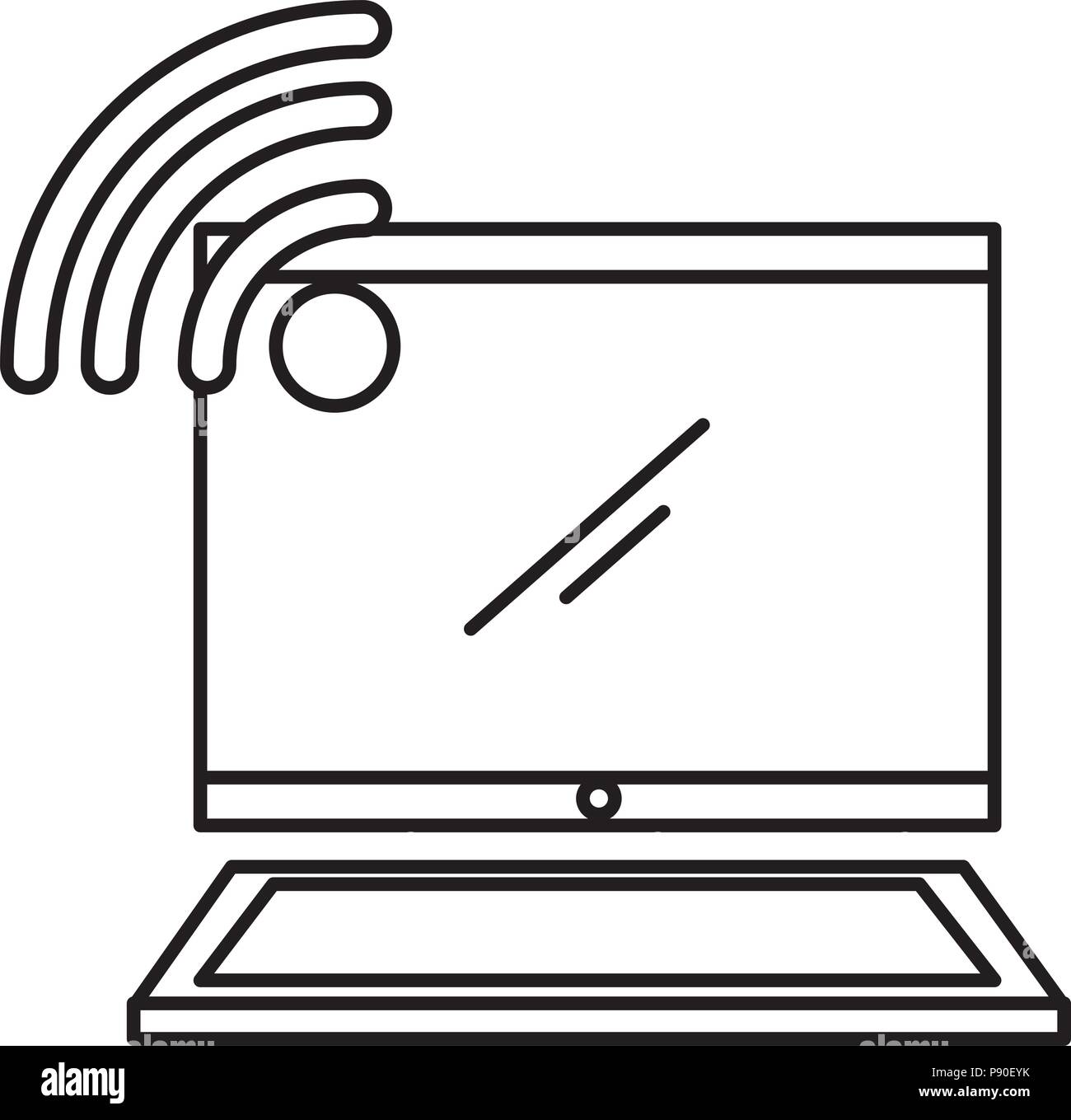 laptop computer with wifi signal vector illustration design Stock ...