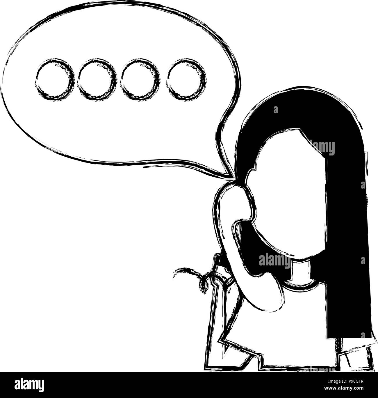woman calling with telephone vector illustration design Stock Vector ...