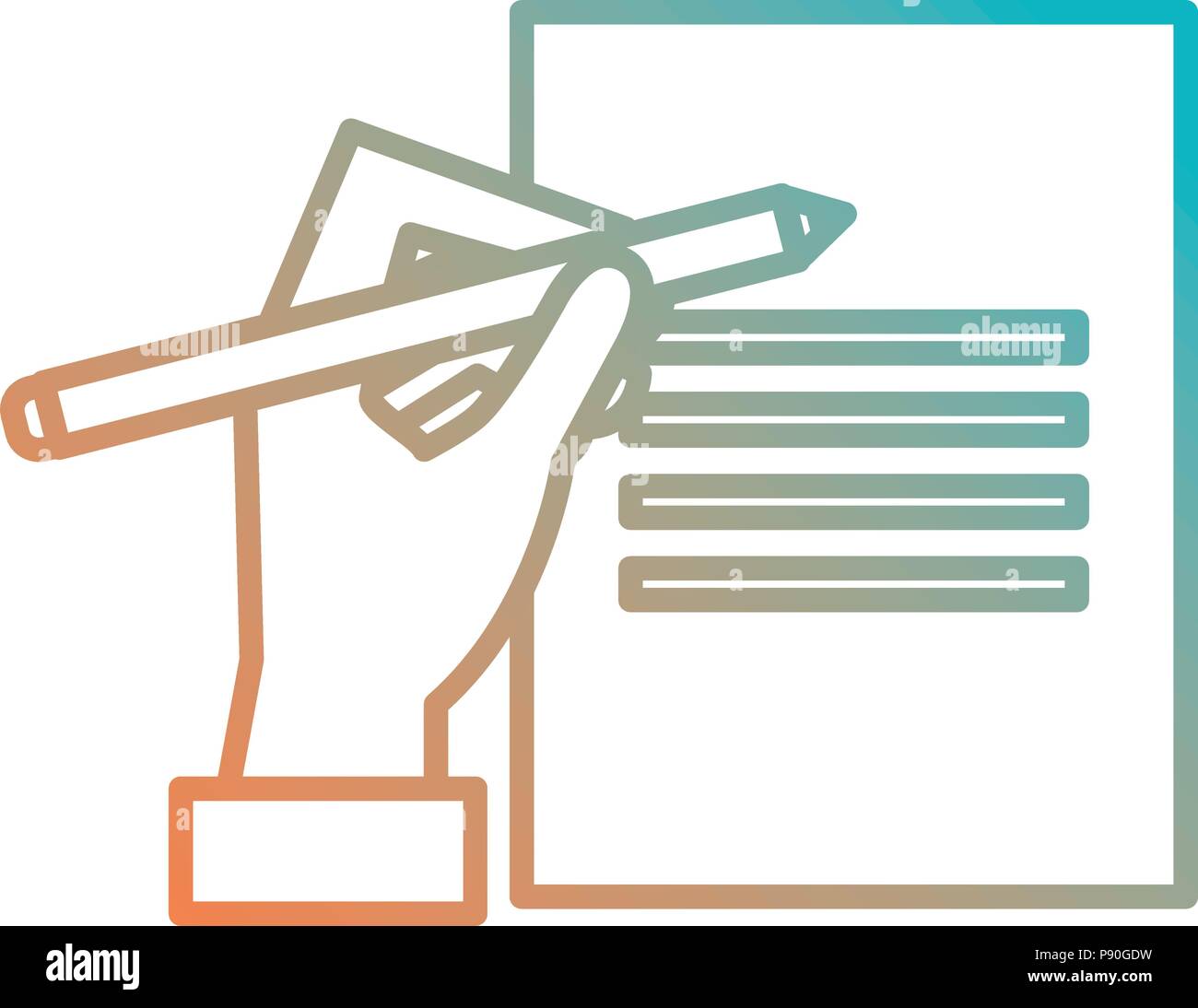 hand writing with pencil in documents vector illustration design Stock ...