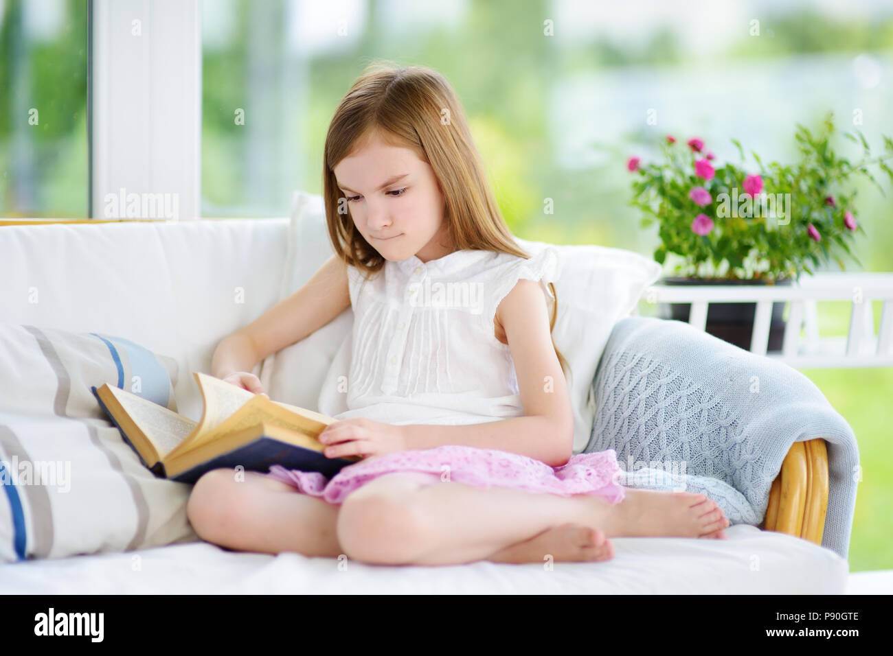 Adorable Cute Little Girl Reading Book Stock Photo Image 9,697
