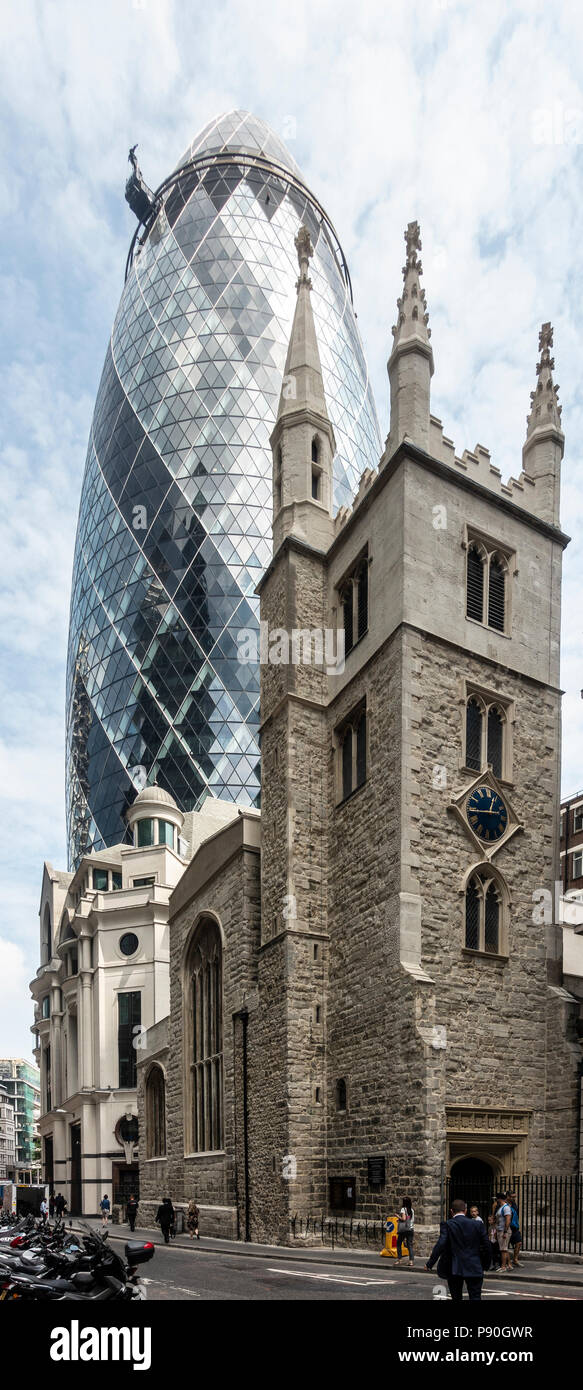 Ancient and Modern: St Andrew Undershaft Church (1532) and 30 St Mary ...