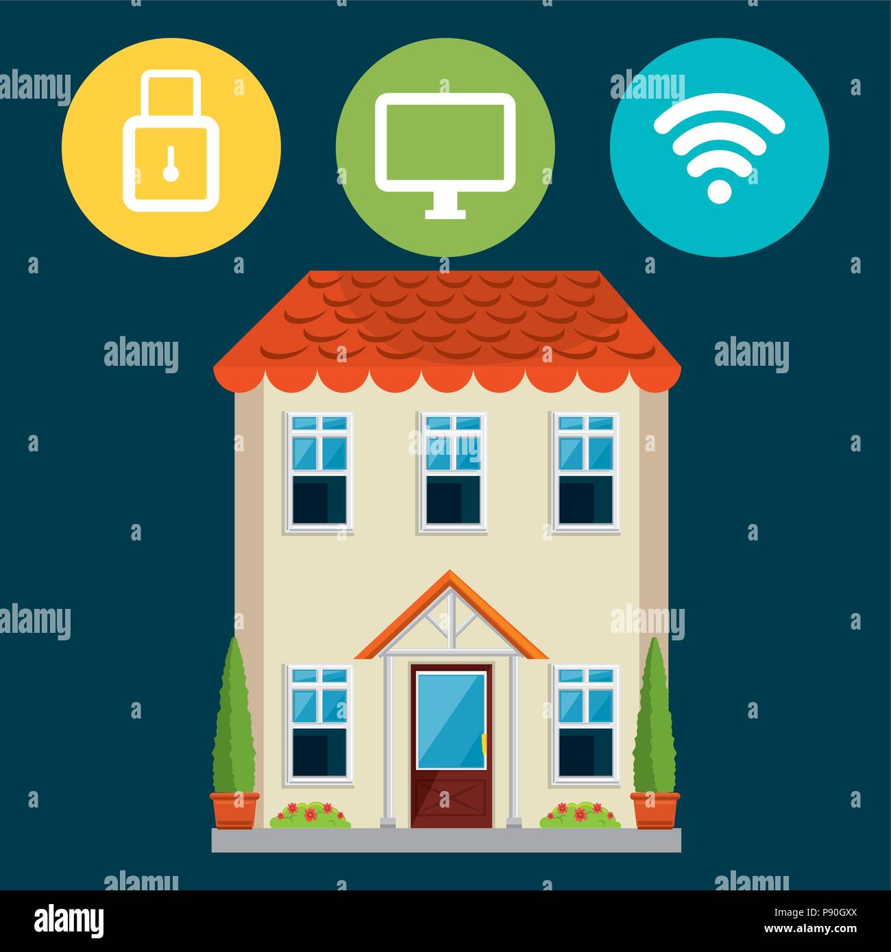 smart house with set services icons vector illustration design Stock ...