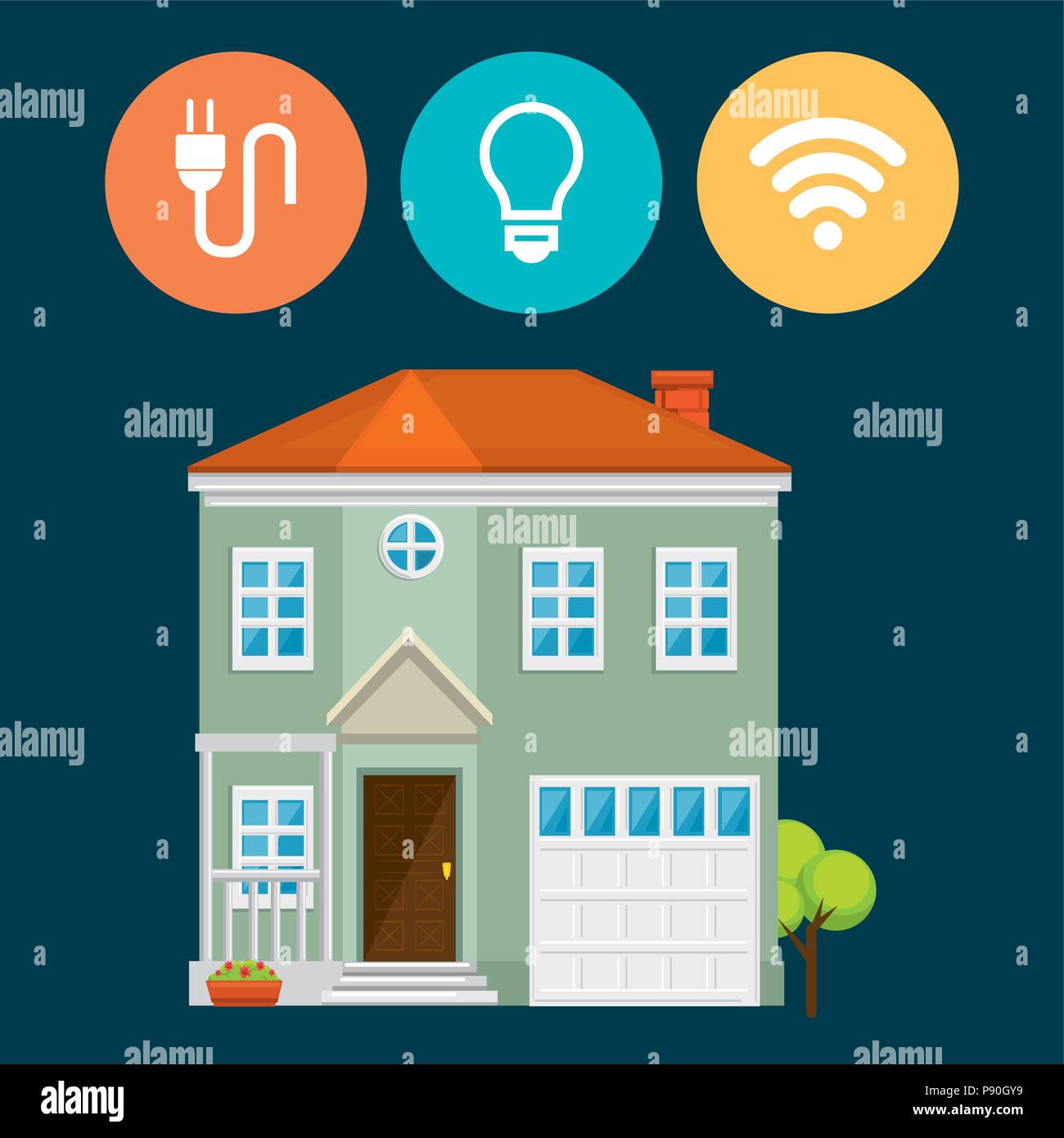 smart house with set services icons vector illustration design Stock ...