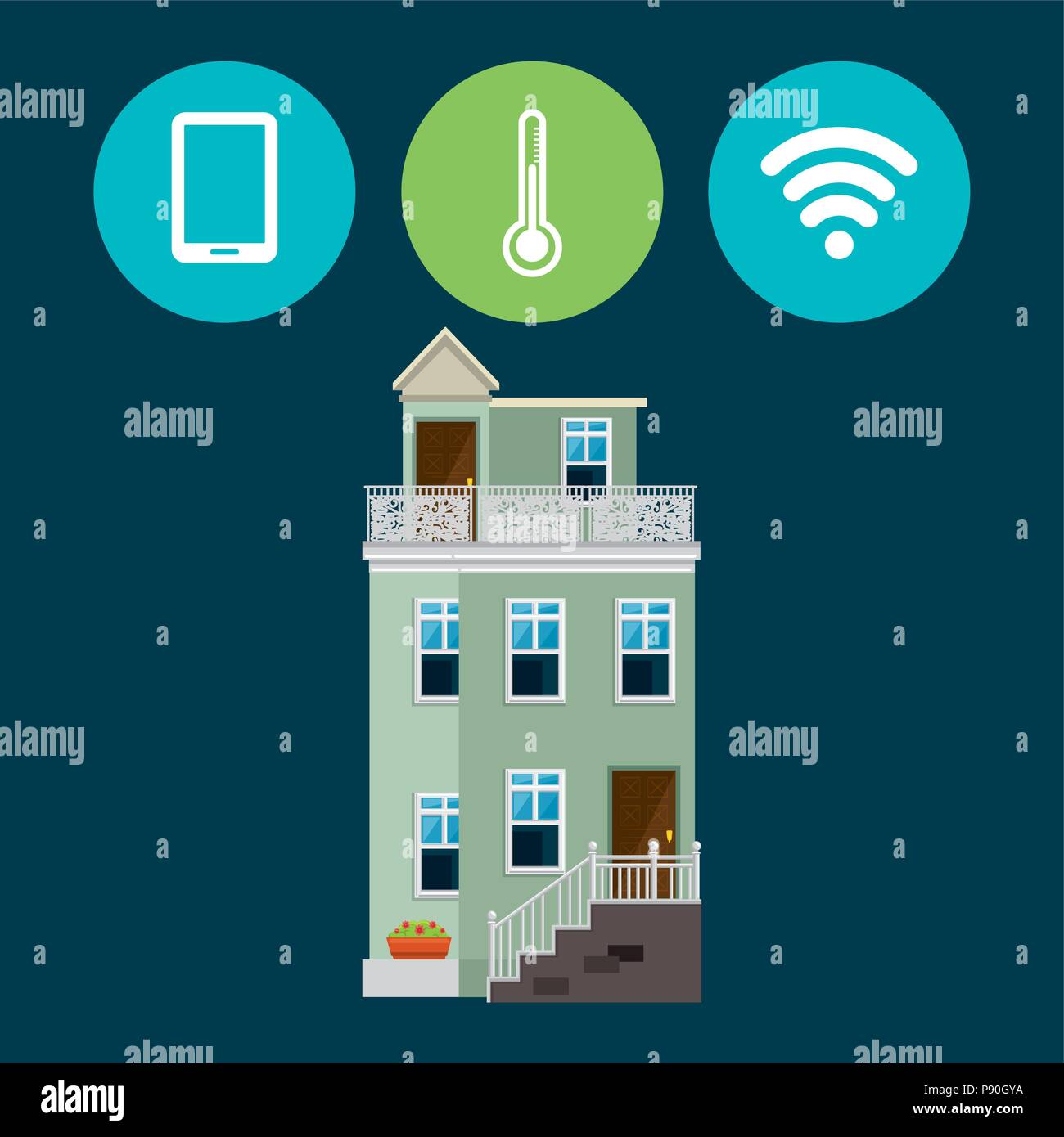 smart house with set services icons vector illustration design Stock ...