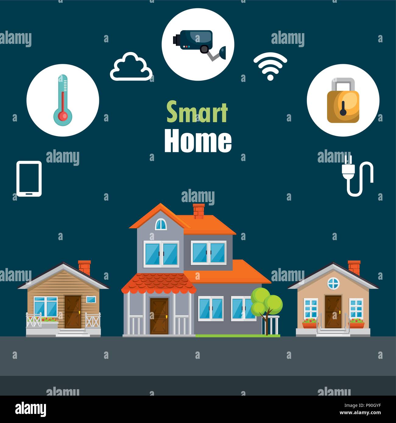 smart house with set services icons vector illustration design Stock ...