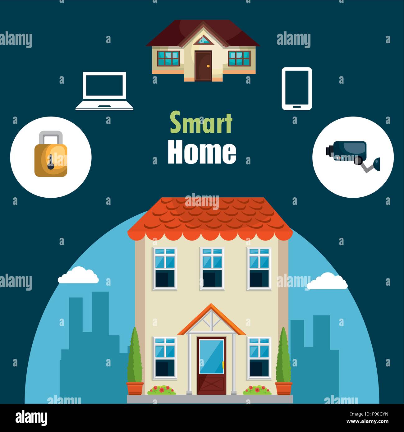 smart house with set services icons vector illustration design Stock ...