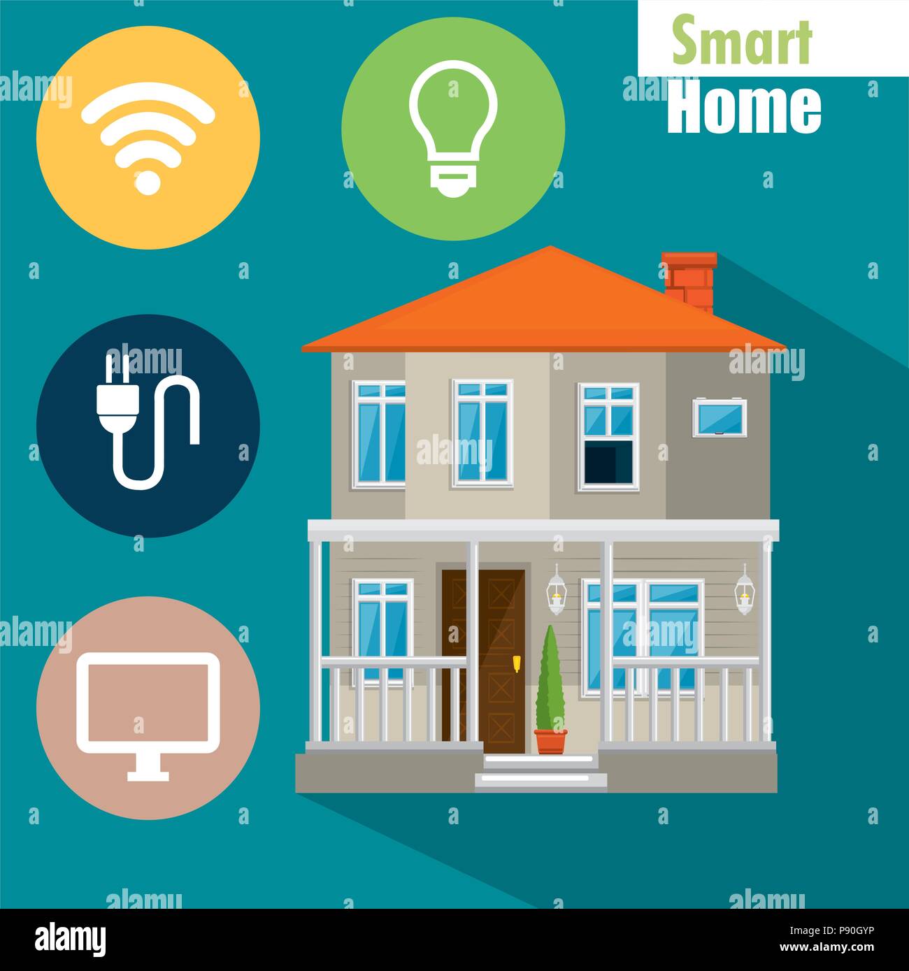 smart house with set services icons vector illustration design Stock ...