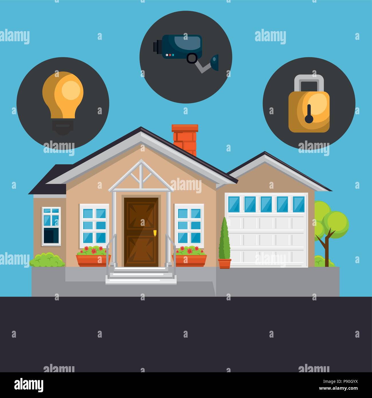 smart house with set services icons vector illustration design Stock ...