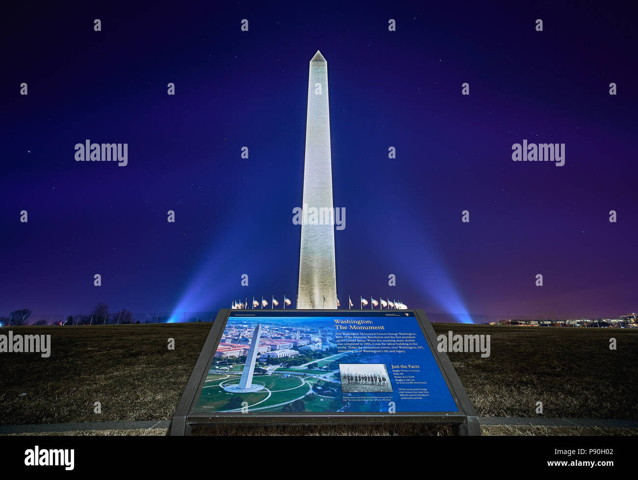 George Washington Monument at night Stock Photo - Alamy