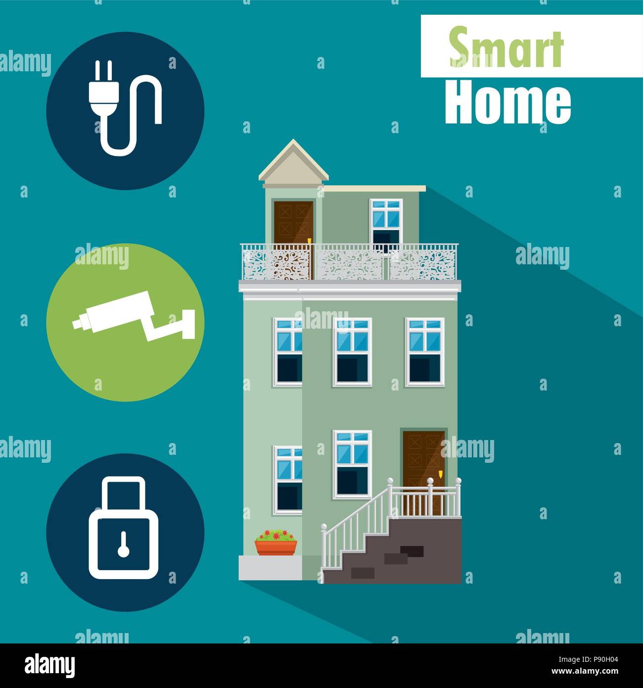 smart house with set services icons vector illustration design Stock ...