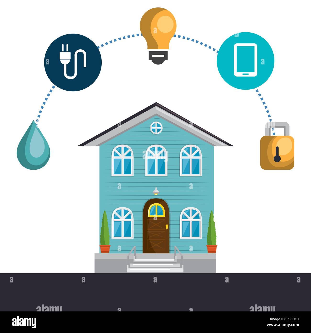 smart house with set services icons vector illustration design Stock ...