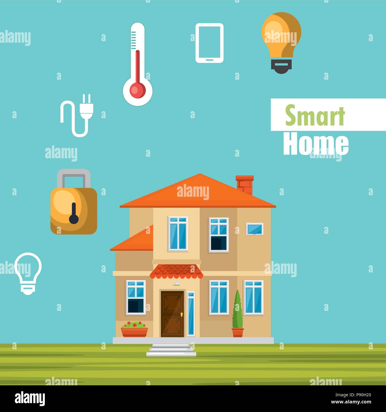 smart house with set services icons vector illustration design Stock ...