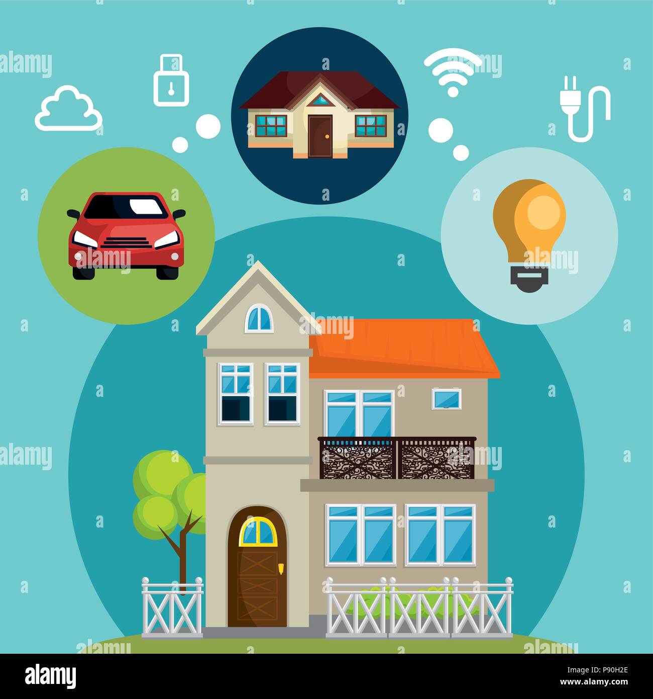 smart house with set services icons vector illustration design Stock ...