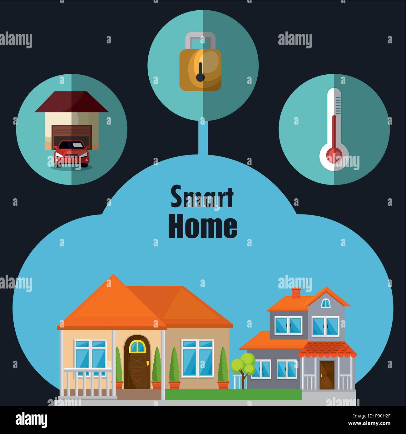 smart house with set services icons vector illustration design Stock ...