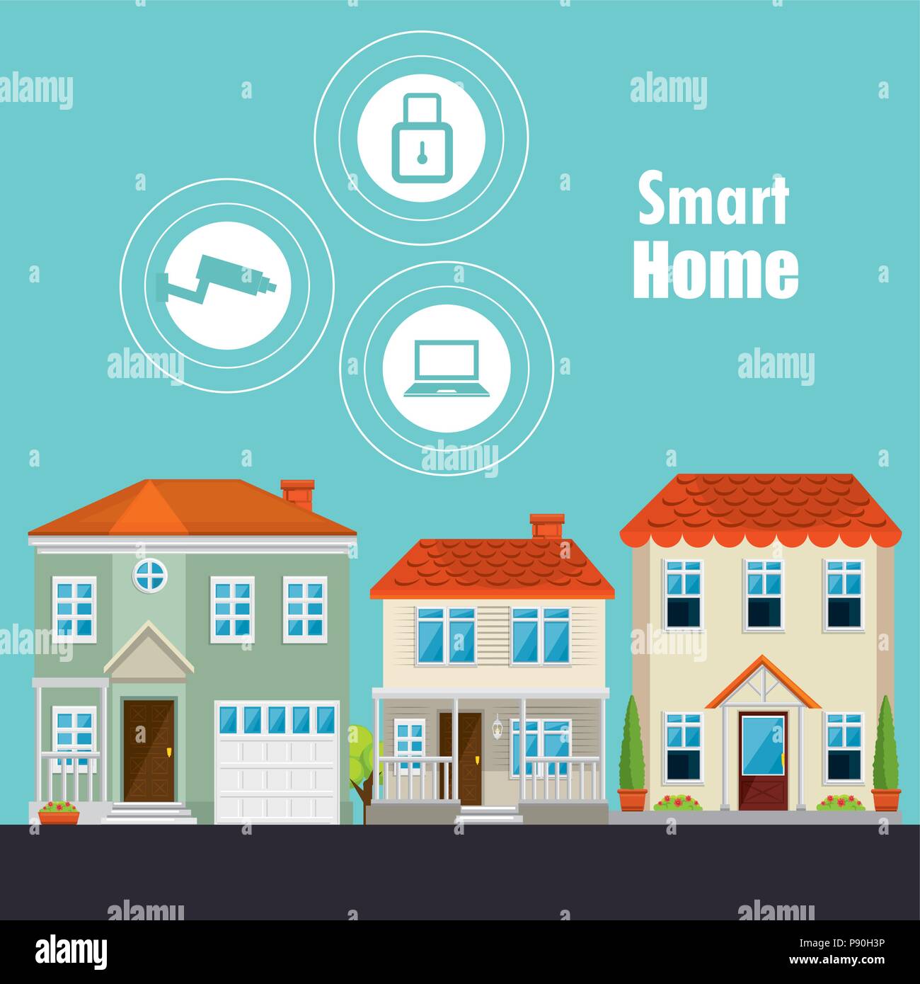 smart house with set services icons vector illustration design Stock ...