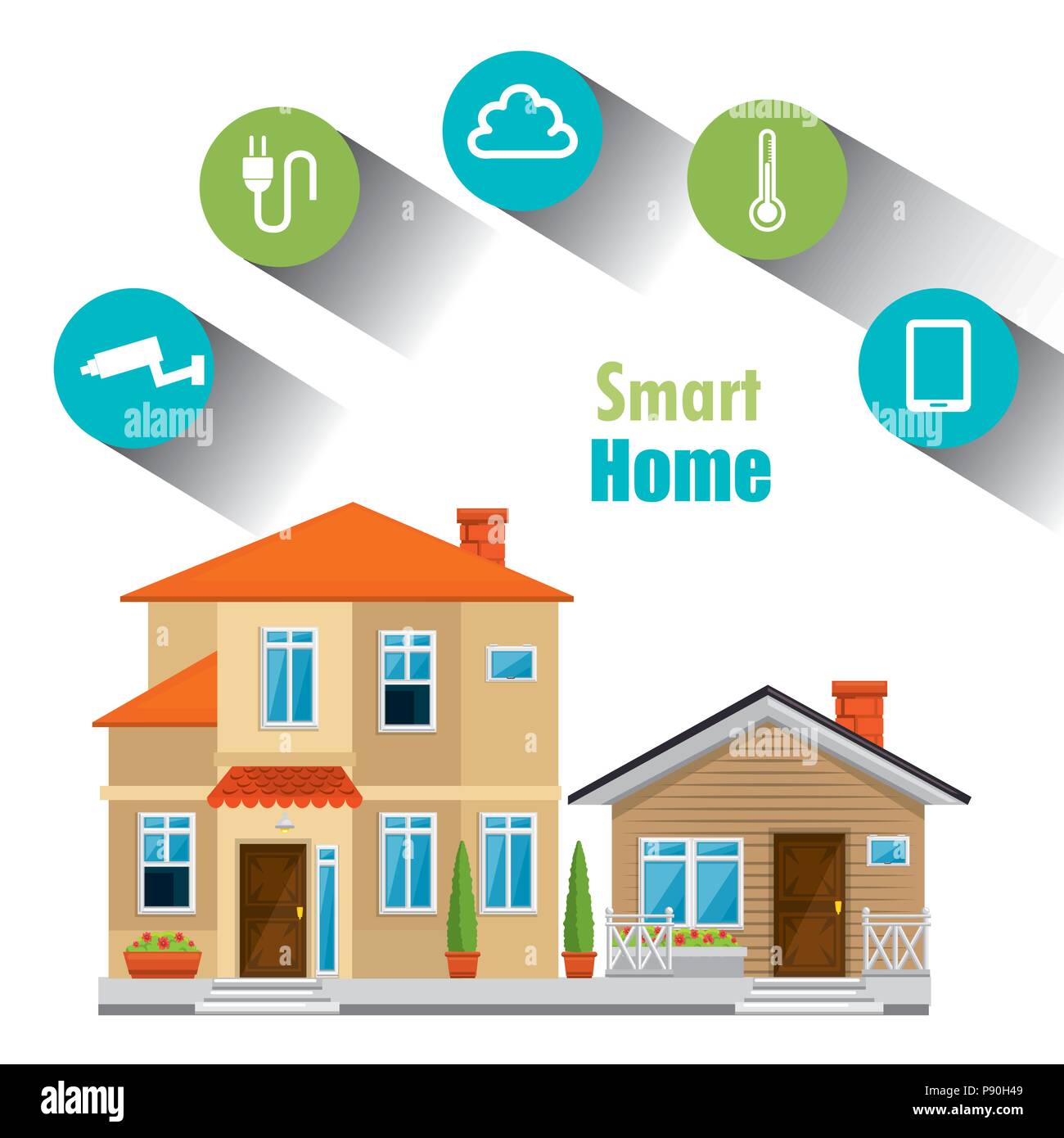smart house with set services icons vector illustration design Stock ...