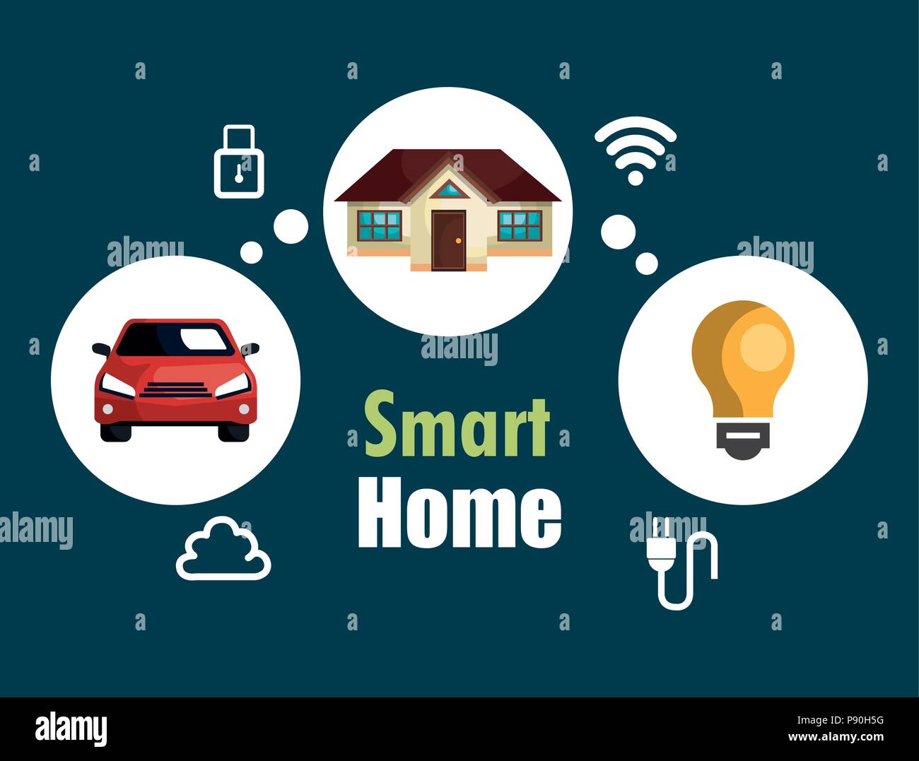 smart house with set services icons vector illustration design Stock ...