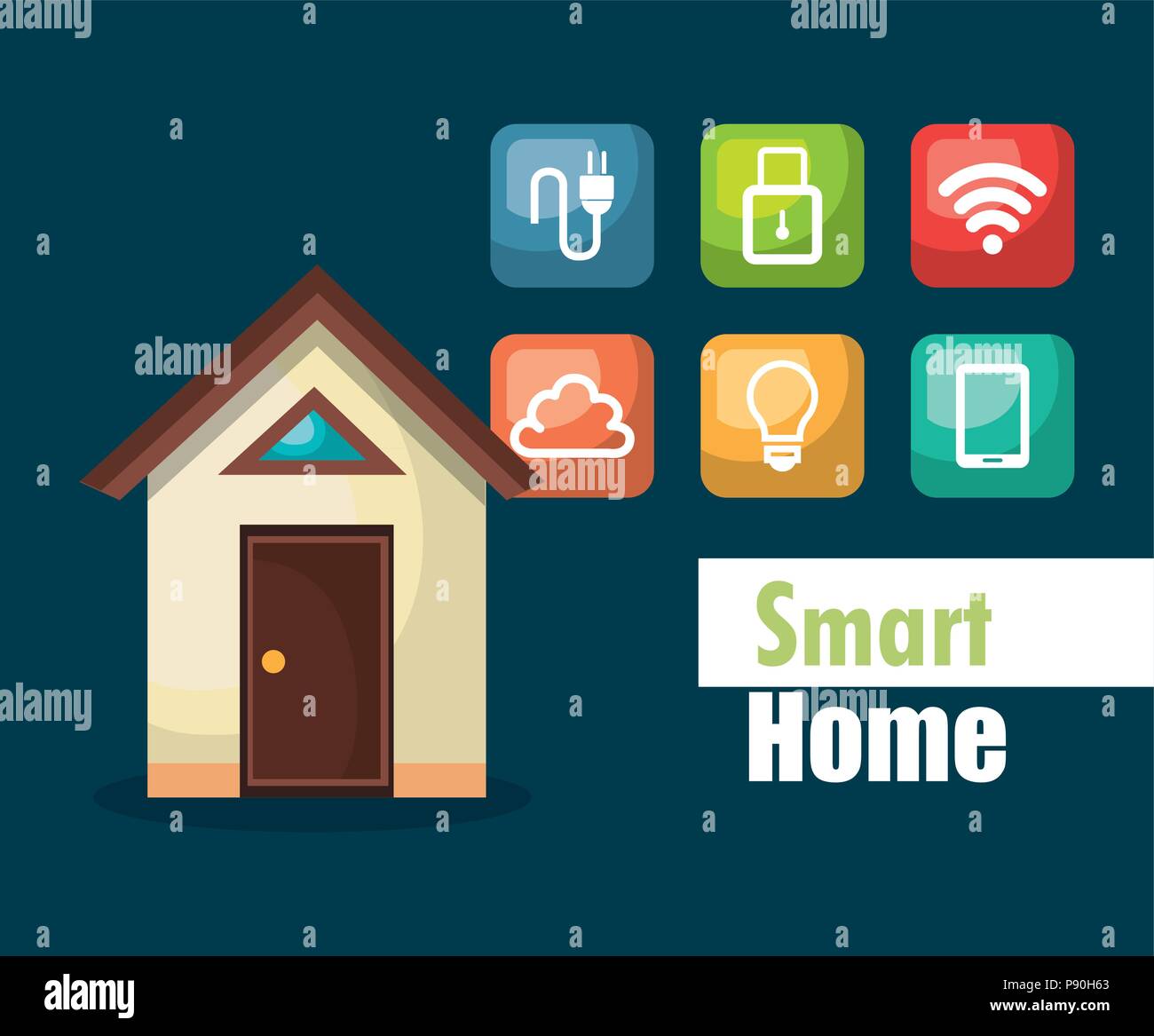 smart house with set services icons vector illustration design Stock ...